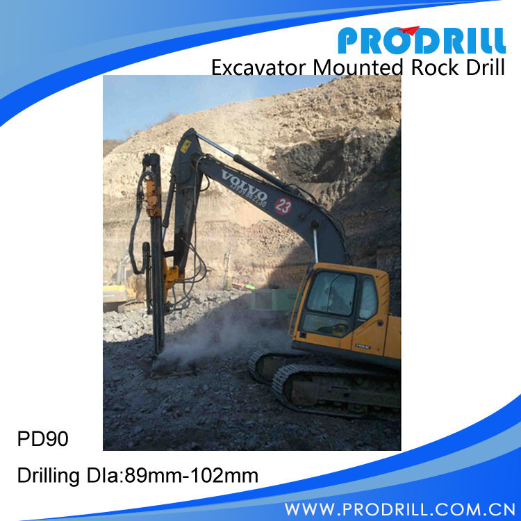 Hydraulic Excavator Mounted Rock Drilling Rig for Borehole Drilling